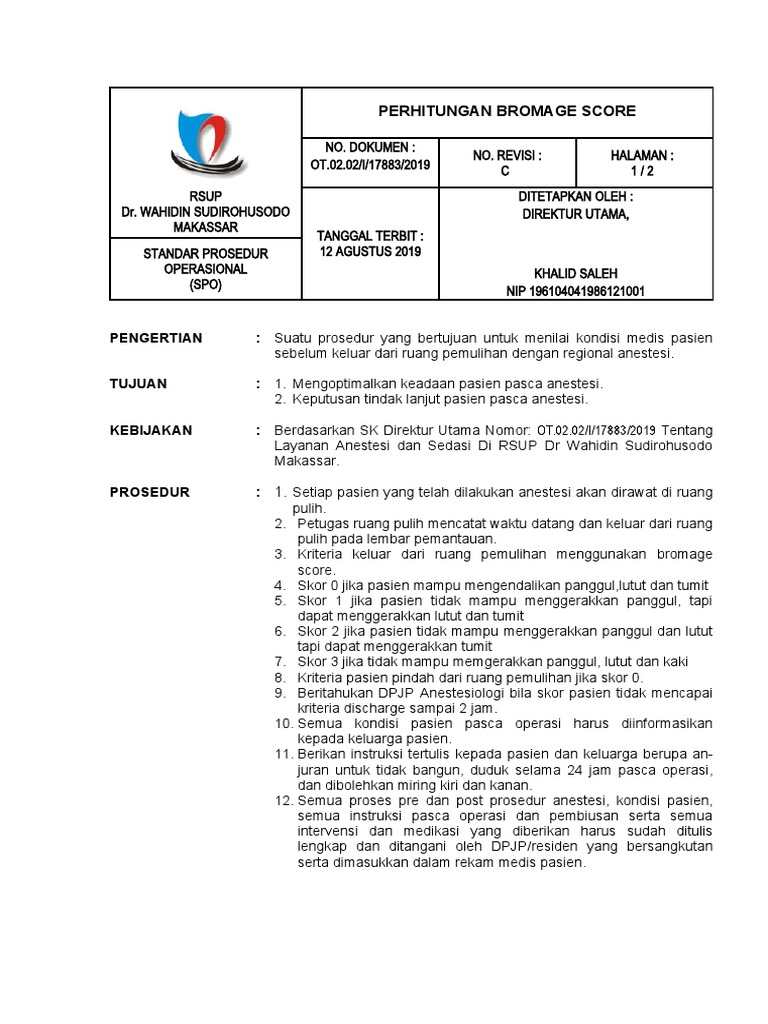 457 - Spo Bromage Score | PDF