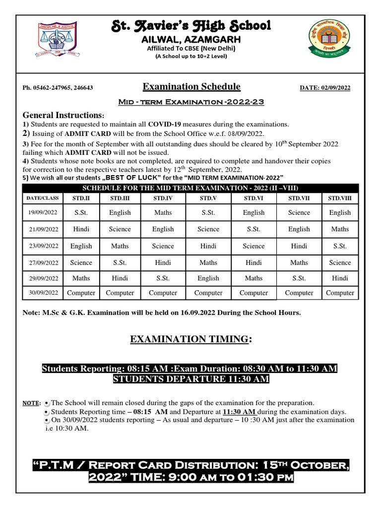 Date Sheet | PDF | Schools | Educational Stages