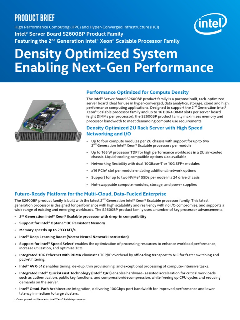 Server Board s2600bp Brief | PDF | Scalability | Intel