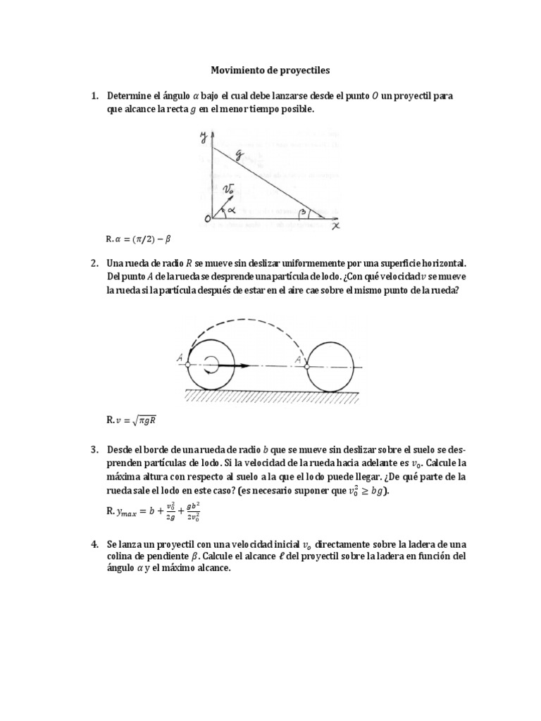 Problemas de Proyectiles | PDF