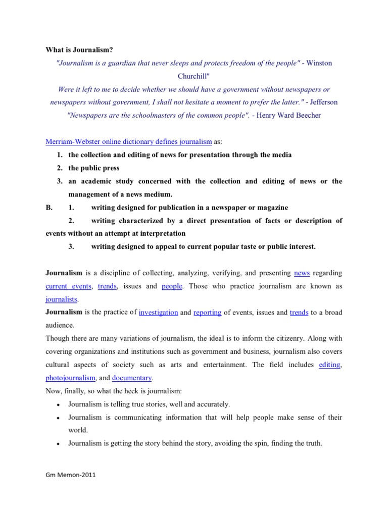 CSS Question What Is Journalism | PDF | Journalism | News Media