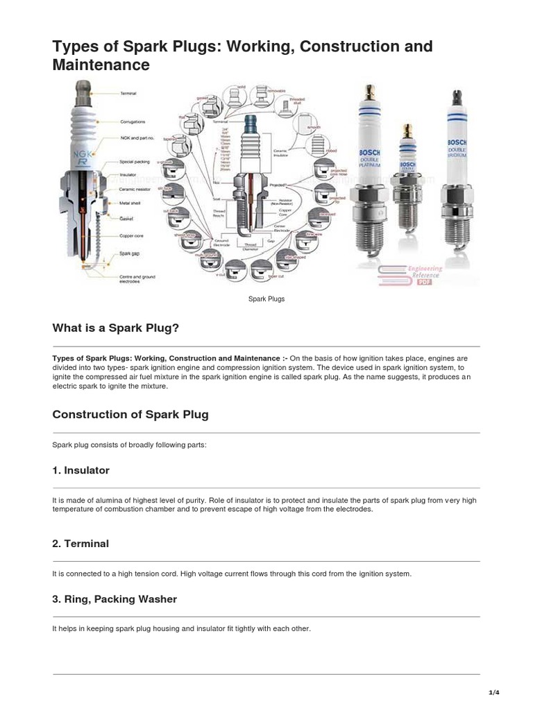 Types of Spark Plugs Working Construction and Maintenance PDF (PDFDrive ...