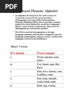 IPA Phonetic Chart with Examples | PDF | Collation | Phonology