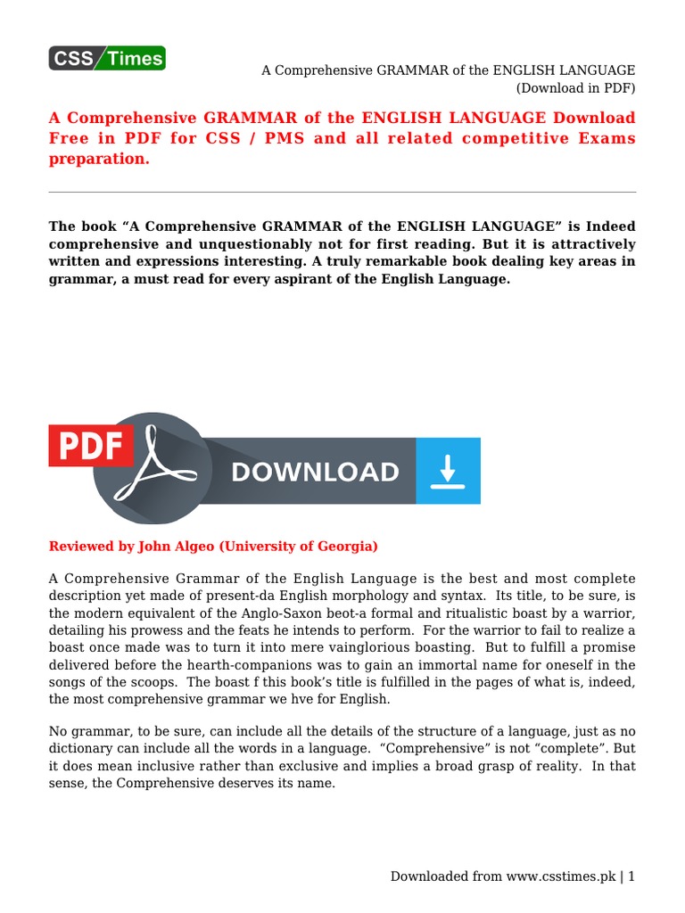 A Comprehensive GRAMMAR of The ENGLISH LANGUAGE (Download in PDF | PDF ...