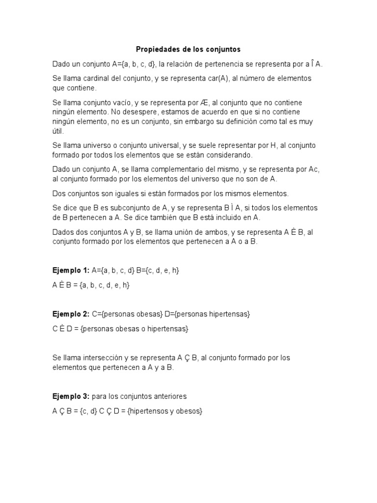 Propiedades de Los Conjuntos | PDF | Conjunto (Matemáticas) | Lenguaje ...