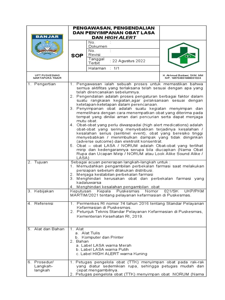Pengelolaan Obat Lasa Dan High Alert | PDF