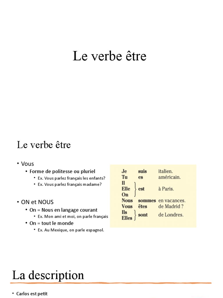 Le verbe être et avoir en français | PDF