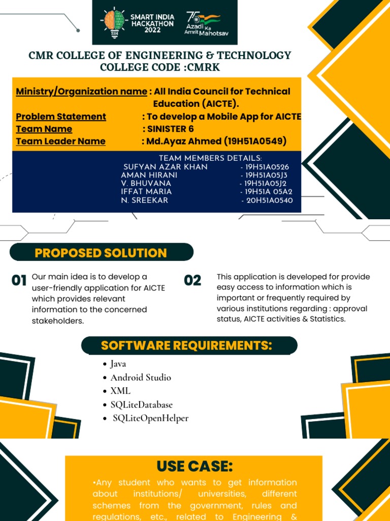 SIH - To Develop A Mobile App For AICTE | PDF | Technology & Engineering