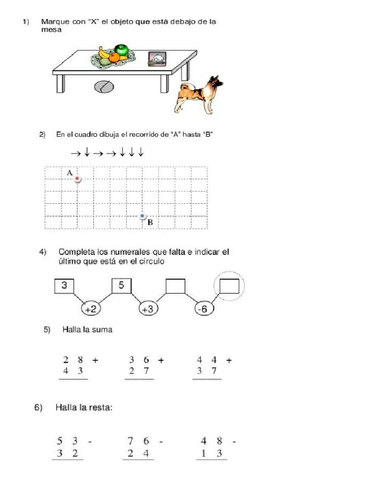 Prueba de Matematica Primer Grado | PDF