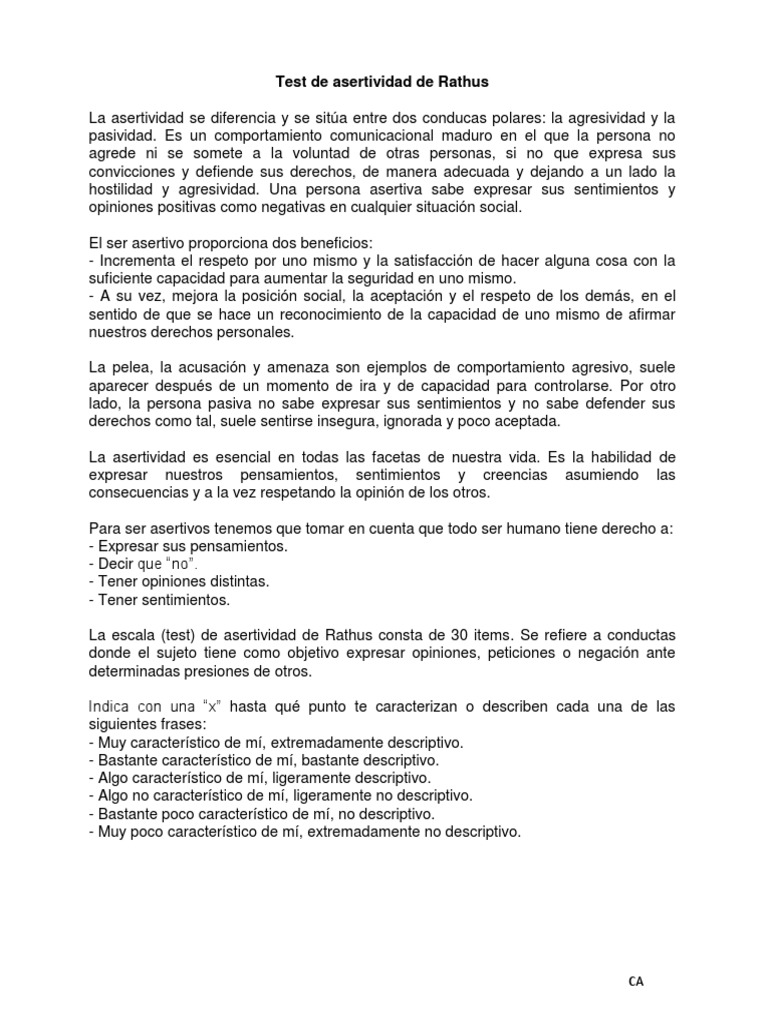 Test de Asertividad de Rathus | PDF | Business