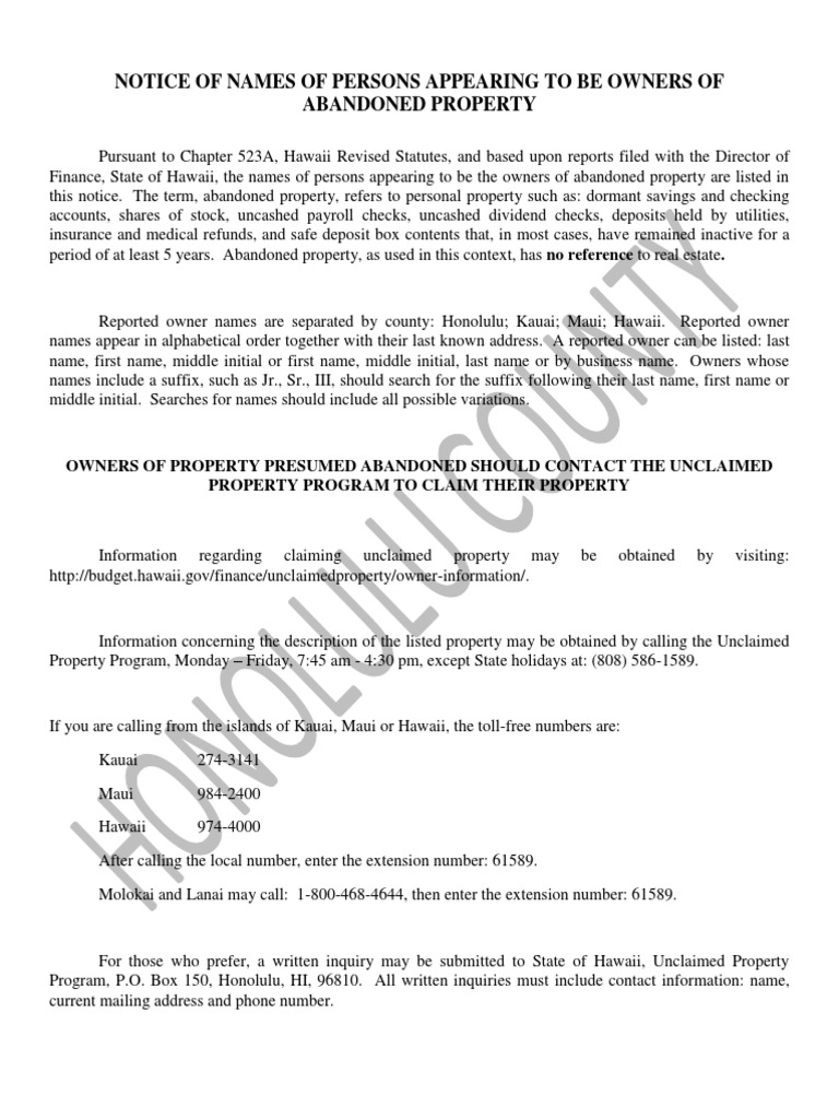 Abandoned Property Owner Notice | PDF | Property