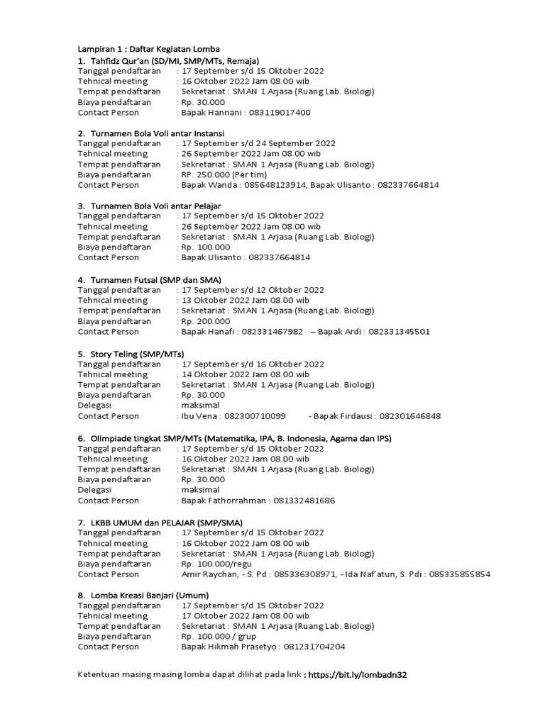 Lampiran Lomba DIES Natalis | PDF