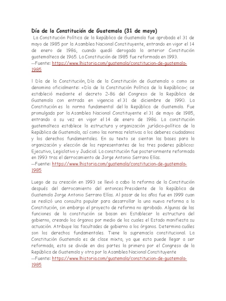 Día De La Constitución De Guatemala Pdf