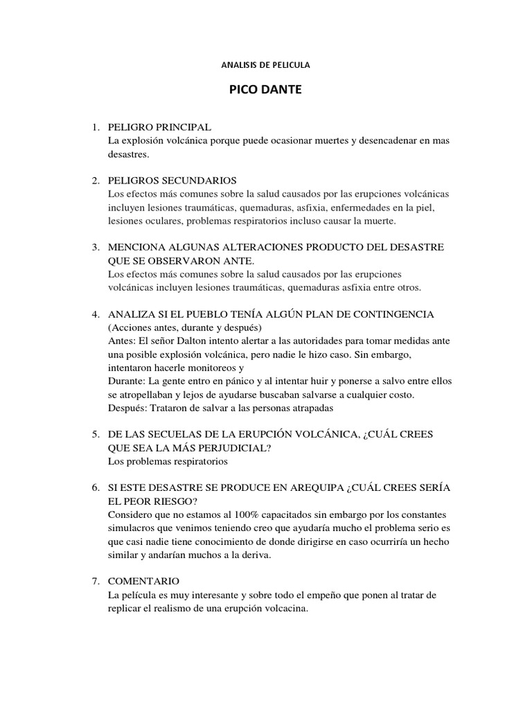Analisis de Pelicula-Pico Dante | PDF | Libros para adolescentes