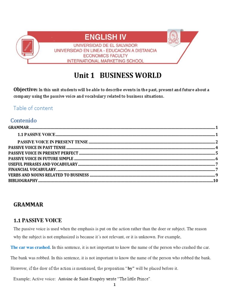 Unit 1 Business World, English IV | PDF | Verb | Money