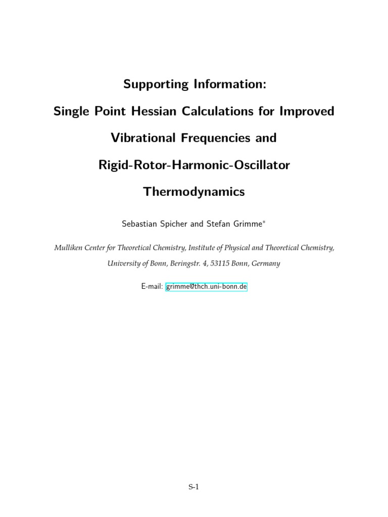 Spicher, 2021 (Single Point Hessian Calculations) | PDF | Chemistry | Physical Sciences
