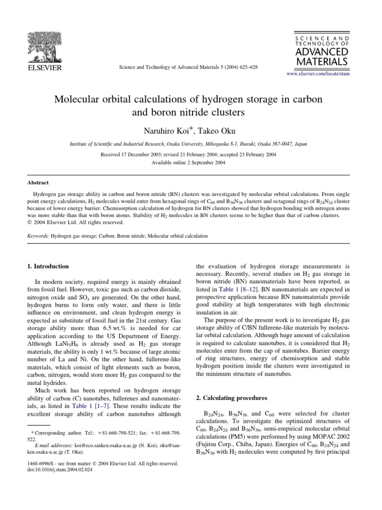 Molecular Orbital Calculations Reveal Potential For Improved Hydrogen