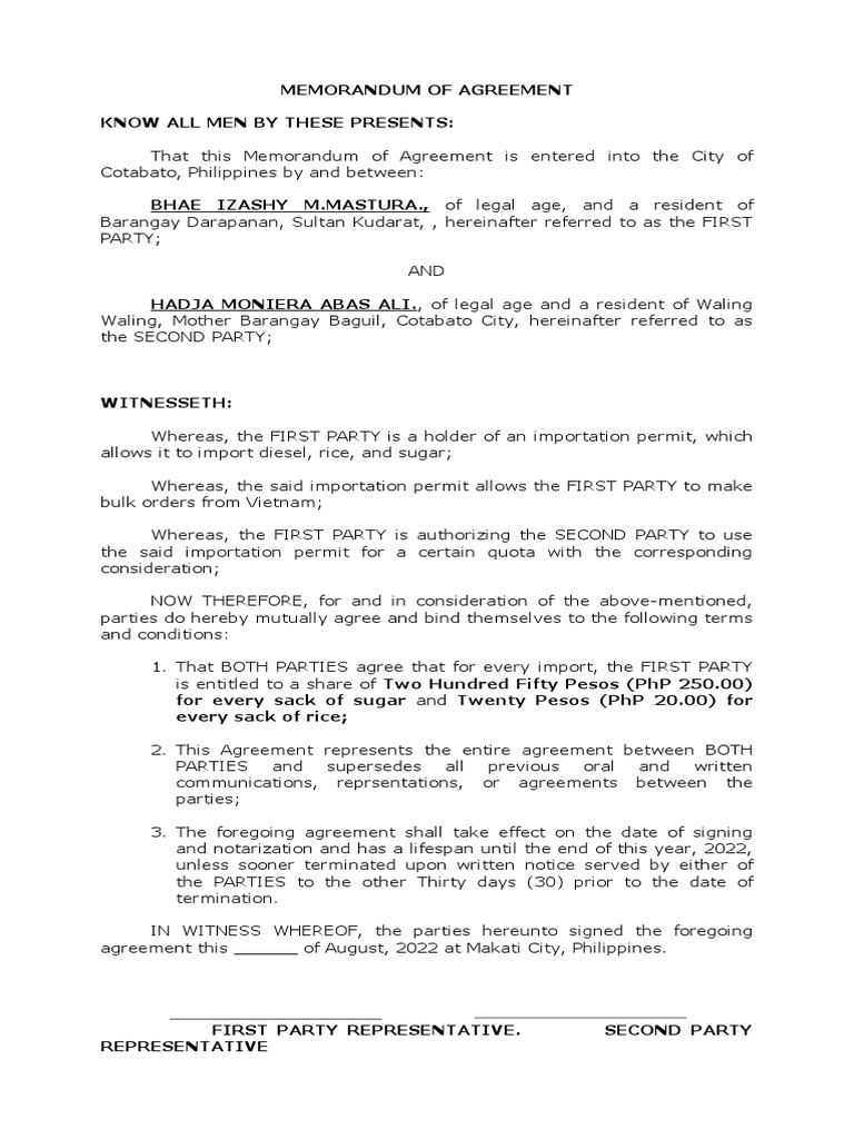 MOA - Ate Tata | PDF | Justice | Crime & Violence