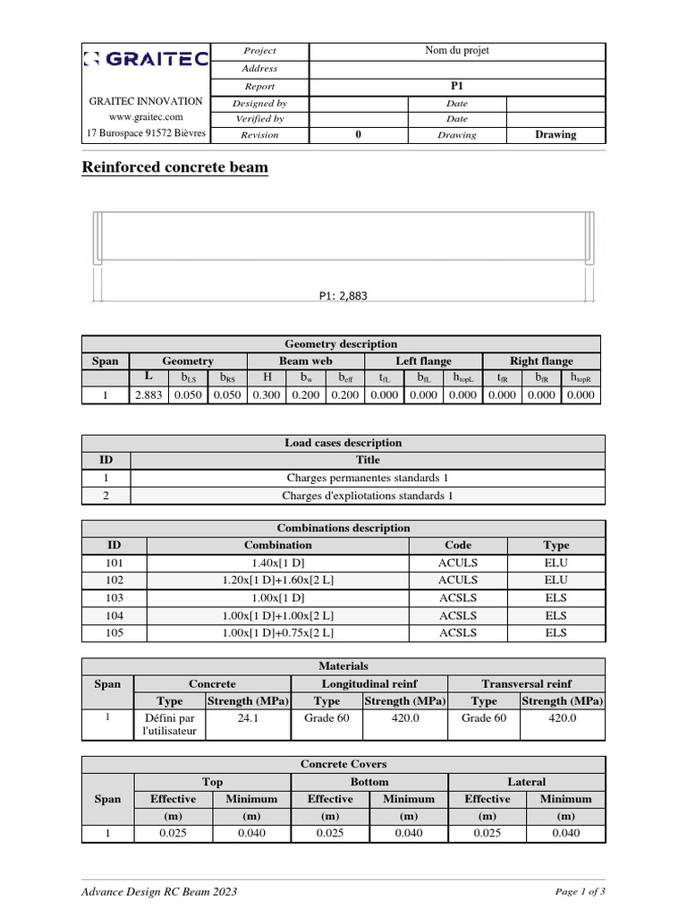 Beam - P1 - Niveau 1 | PDF | Beam (Structure) | Materials