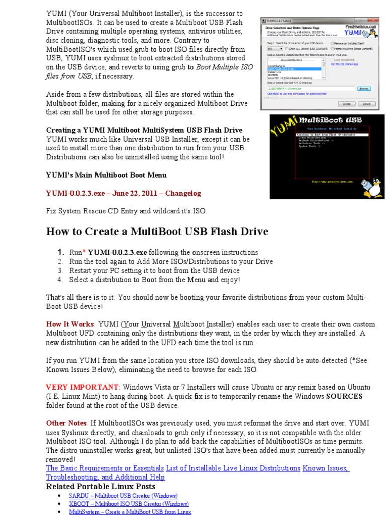 YUMI | PDF | Linux Distribution | Usb Flash Drive