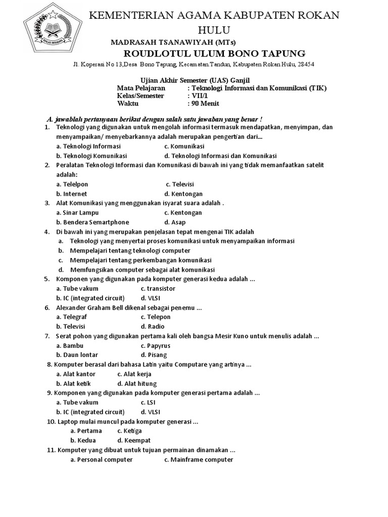 TIK 7 Uas Ganjil | PDF | Komputer