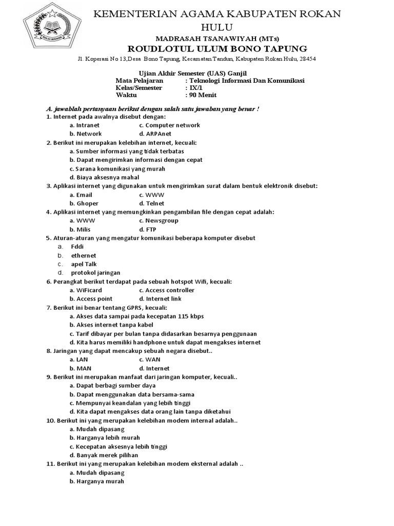 Tik Kelas 9 UAS Ganjil Fix | PDF