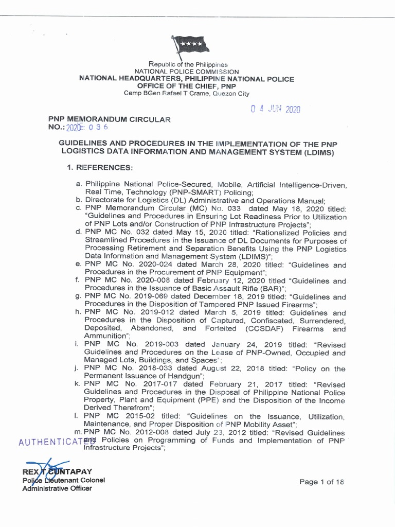 PNP MC No 2020 036 | PDF