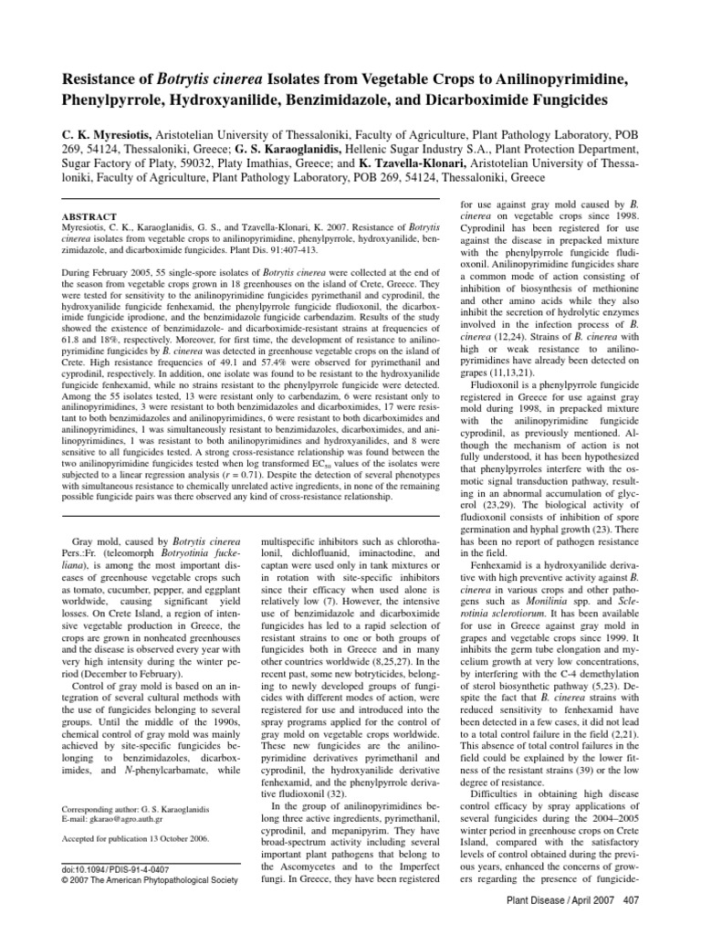 Pdis 91 4 0407 | PDF | Fungicide