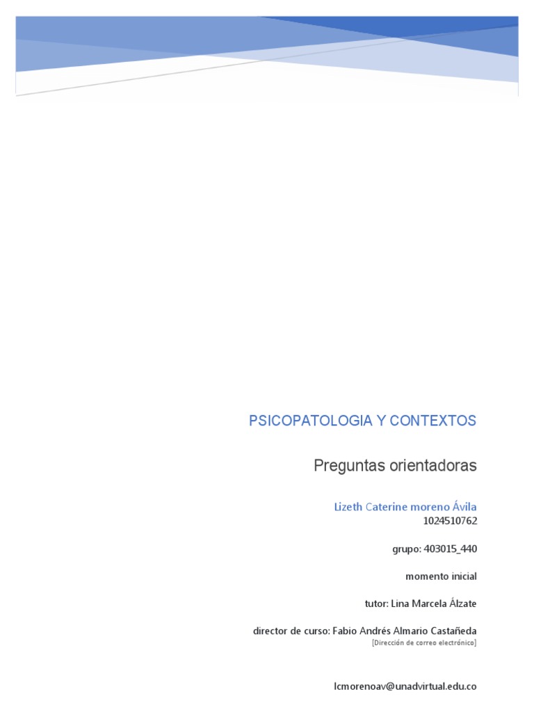 Moreno, Lizeth, Tarea 1 | PDF | Psicopatología | Mente