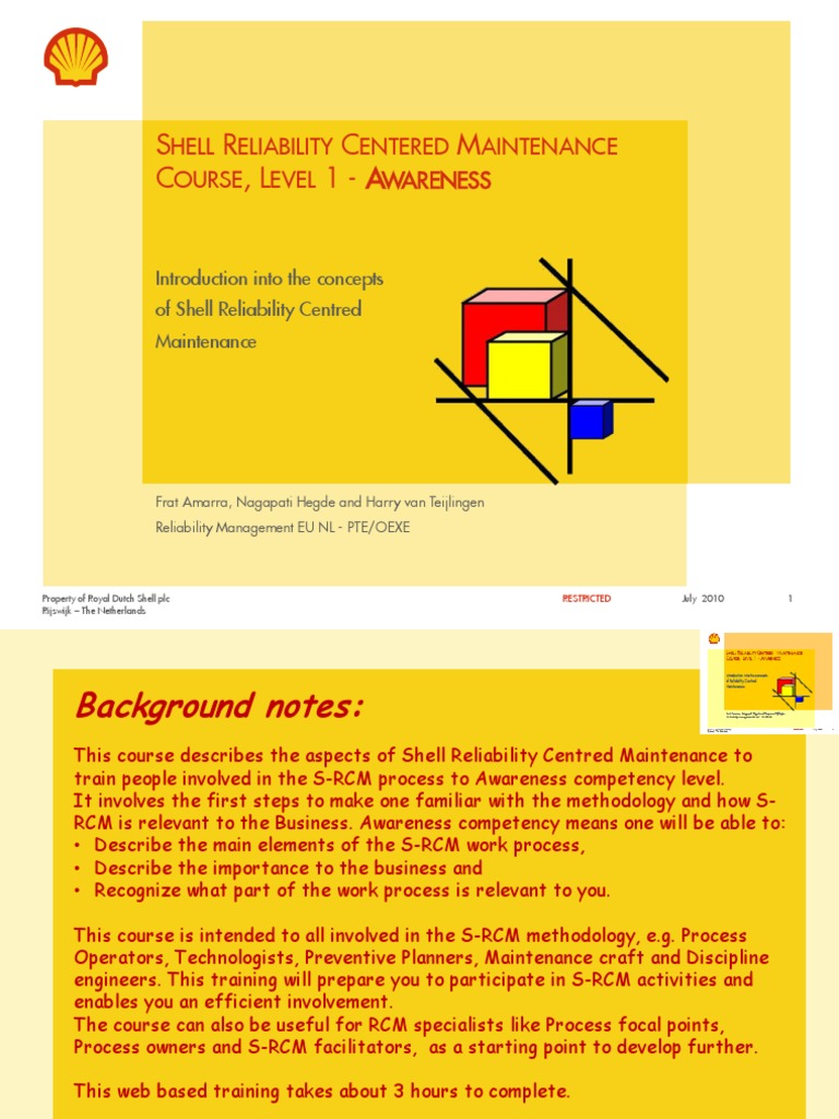 Shell RCM Training Overview | PDF | Reliability Engineering ...