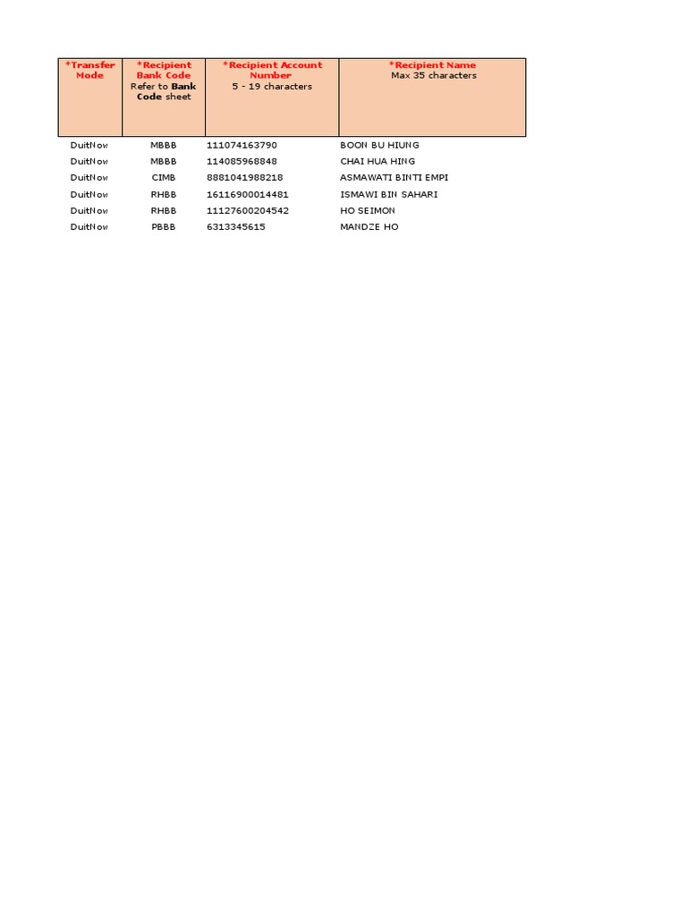 AAB Bulk Transfer Template | PDF | Insurance | Capital Market