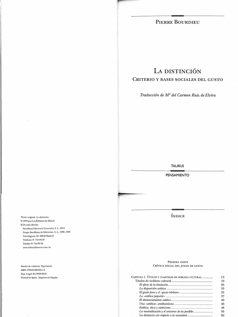 5 La Distinción de Pierre Bourdieu | PDF