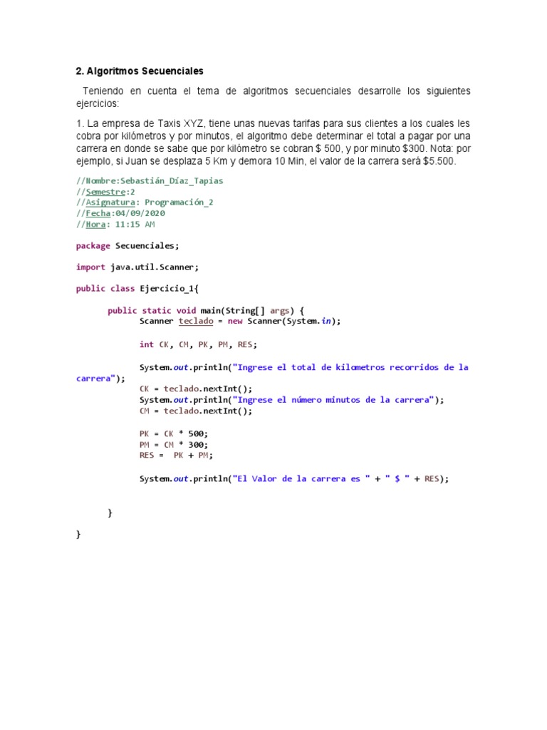 Algoritmos Secuenciales | PDF | Java (lenguaje de programación) | Informática