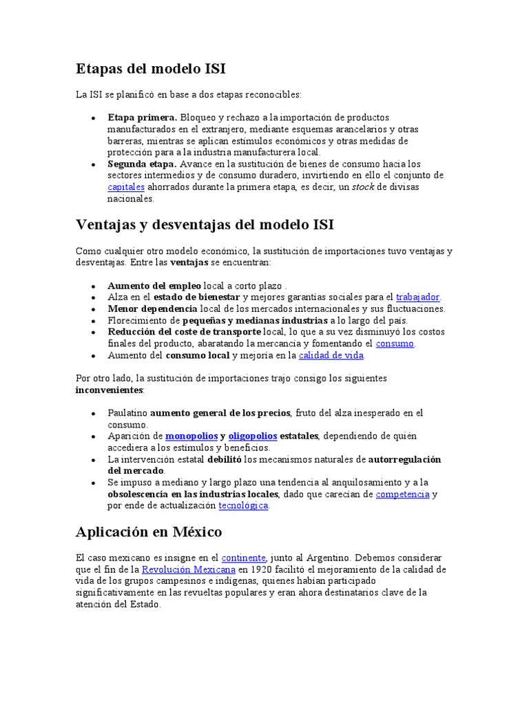 Etapas y efectos del modelo ISI en México | PDF | México | Economias