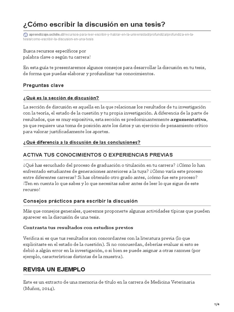 Cómo escribir la discusión en una tesis | PDF | Comprensión lectora ...