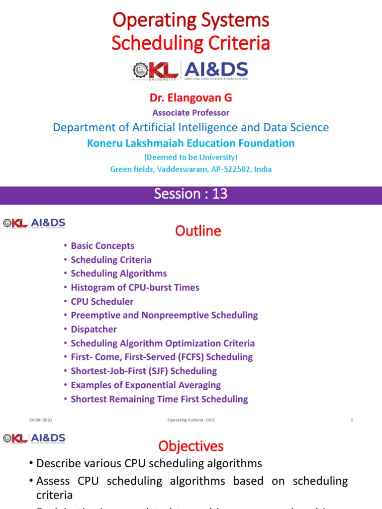 OS-CO2-Session 13 Scheduling Criteria | PDF | Scheduling (Computing) | Process (Computing)