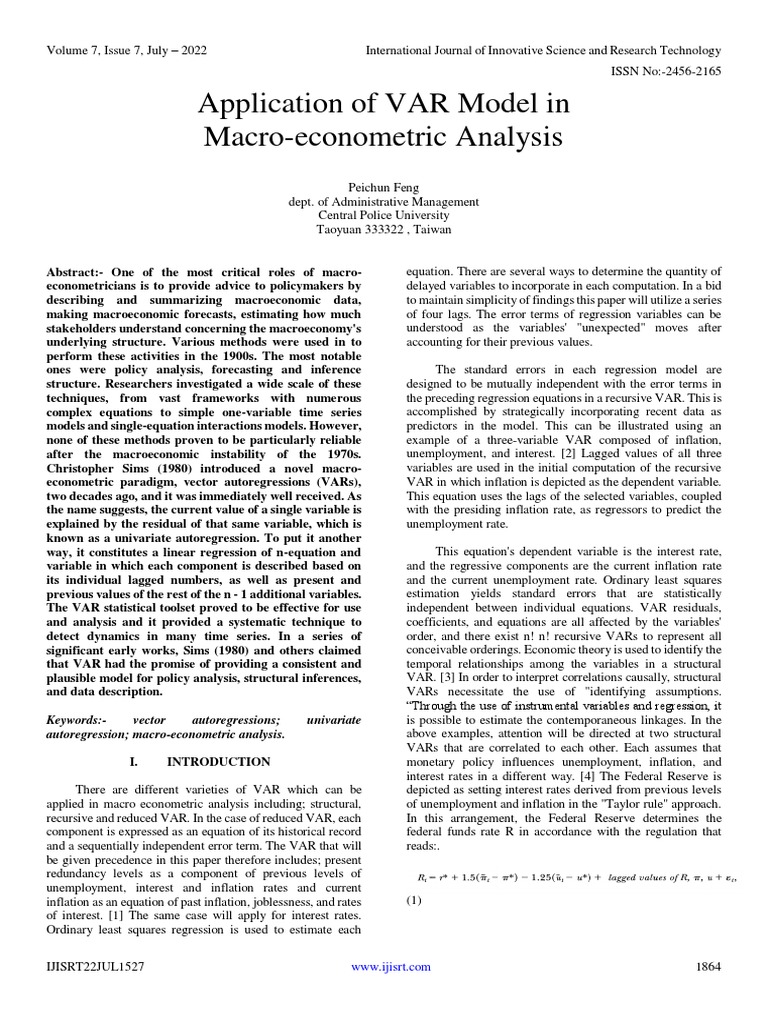 VAR Model in Macro-Econometric Analysis | PDF | Vector Autoregression | Ordinary Least Squares