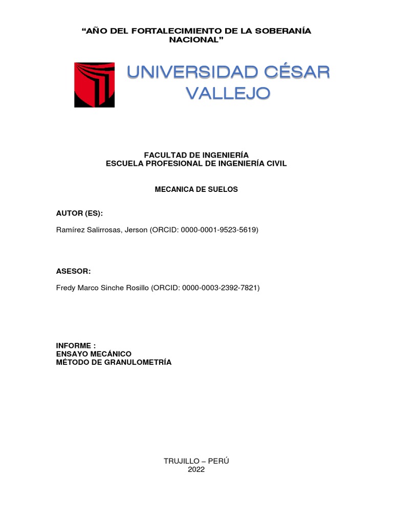 Informe 1 Mecanica de Suelos Jerson Ramirez | PDF