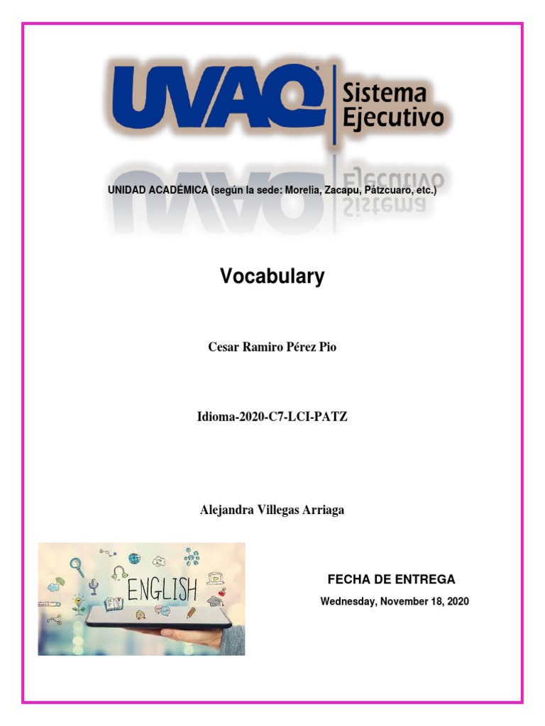 Glosario de vocabulario académico 2020 | PDF