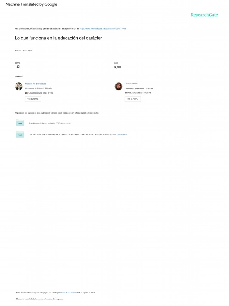 Como Trabajar Educacion Del Caracter | PDF | Plan de estudios | Método ...