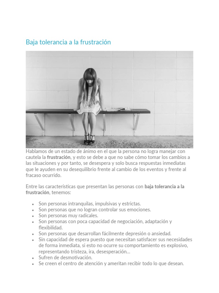 Baja Tolerancia A La Frustración | PDF | Las emociones | Tolerancia