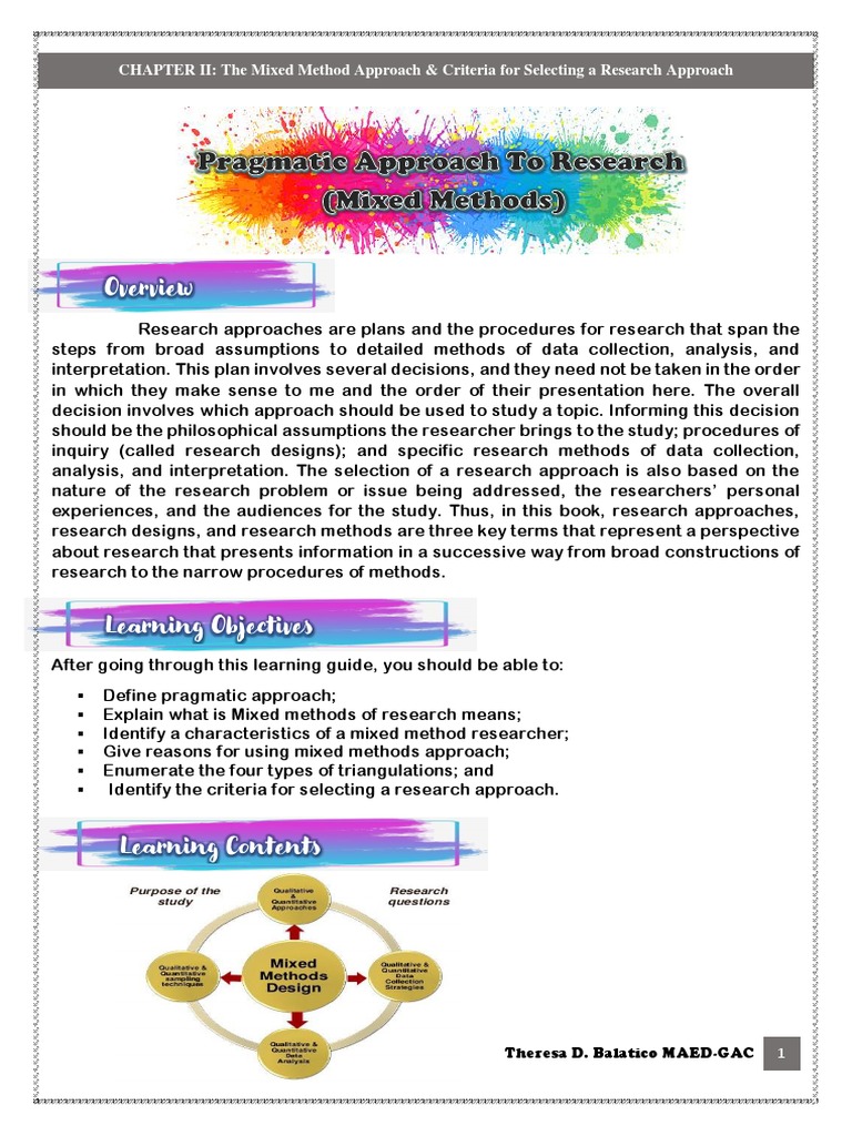 Study Guide 3 - Mixed Methods Approach To Research | PDF | Qualitative ...