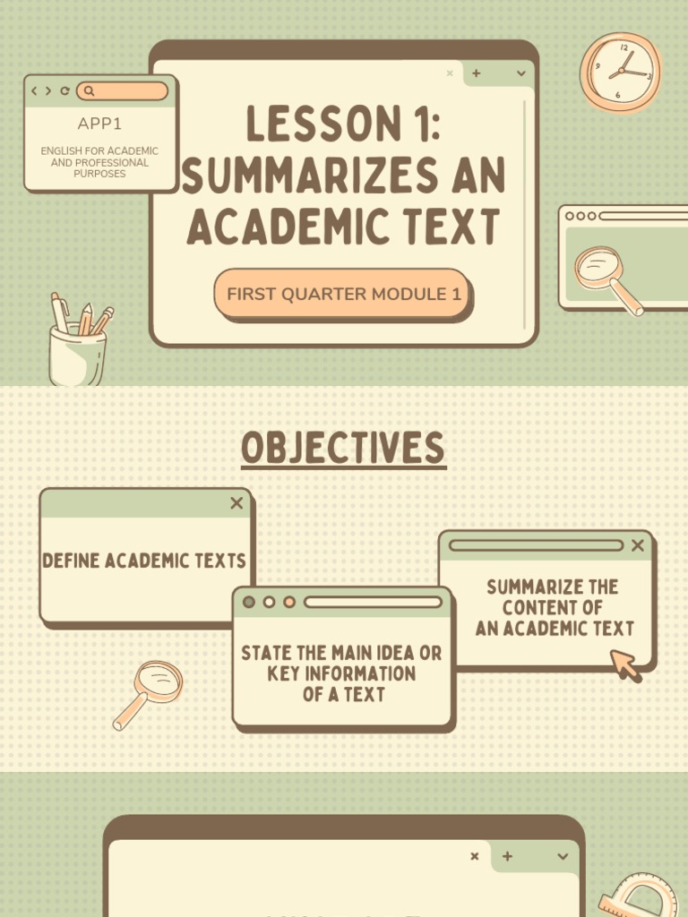 Summarizing Academic Texts Essentials | PDF | Thesis | Human Communication