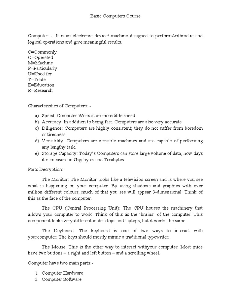 Basic Computers | Download Free PDF | Random Access Memory | Dynamic Random Access Memory