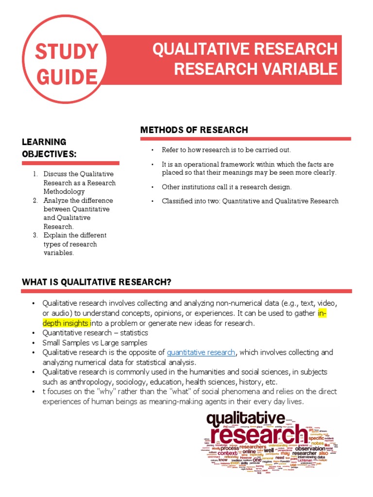 Types of Qualitative Research Methods | PDF | Quantitative Research ...