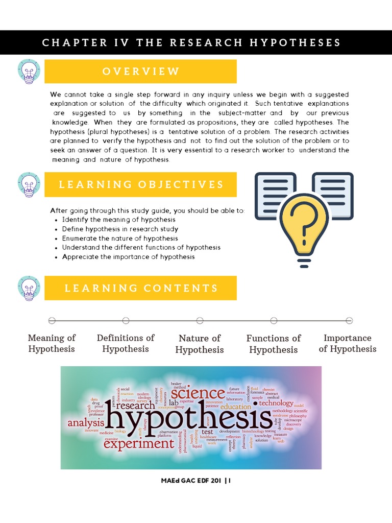 Study Guide 6 - The Research Hypotheses | PDF | Hypothesis | Axiom