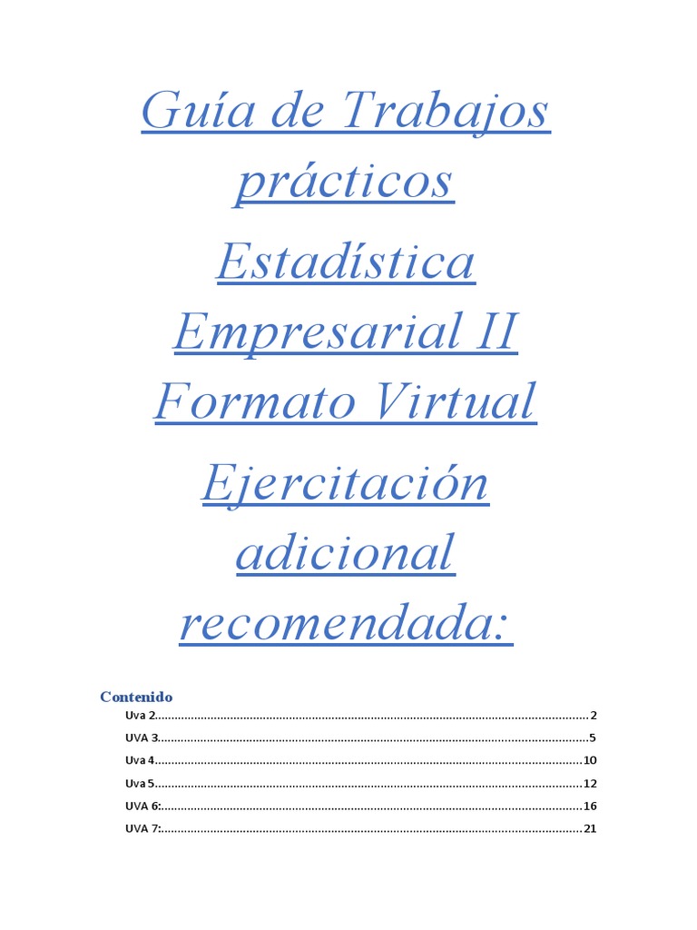 GUIA DE TP Virtual (EJERCICIOS DE PRACTICA OPCIONALES) | PDF | Muestreo (Estadísticas ...