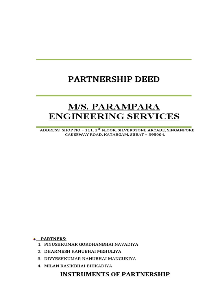 Partnership Deed for Engineering Services | PDF | Partnership | Interest