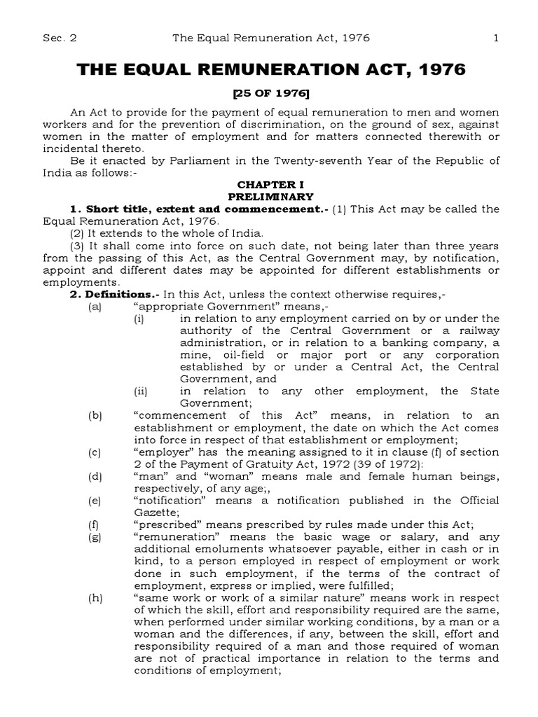 Equal Remuneration Rules 1976 | PDF | Employment | Appeal