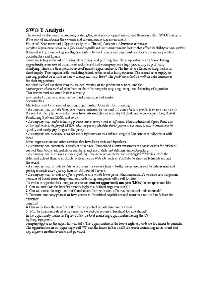 SWO T Analysis | PDF | Marketing | Dell